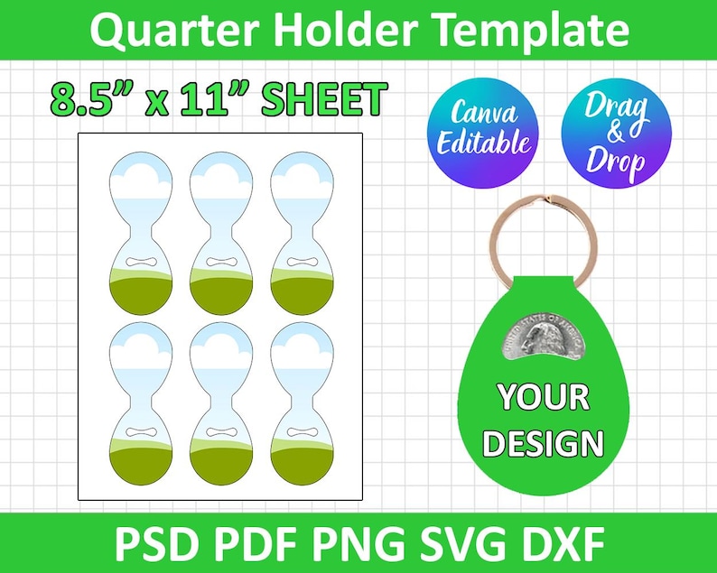 Coin Holder, Quarter Holder Template, SVG, DXF, Png, Pdf, Silhouette ...