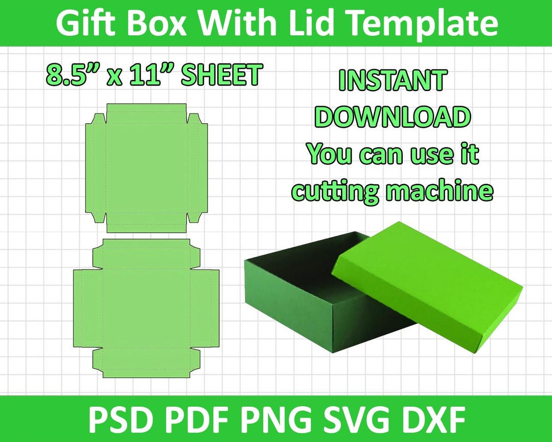Gift Box With Lid Template, Box Cut Files, Square Box Svg, Earring Box ...