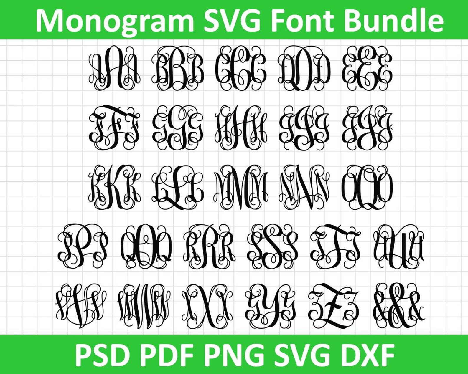 Monogram Font Bundle SVG, Monogram Alphabets, Monogram Fonts Design ...