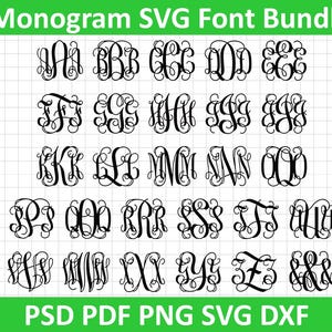 Monogram Font Bundle SVG, Monogram Alphabets, Monogram Fonts Design ...