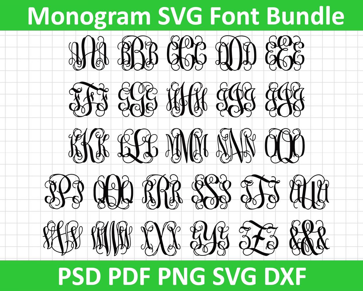 Monogram Font Bundle SVG, Monogram Alphabets, Monogram Fonts Design ...