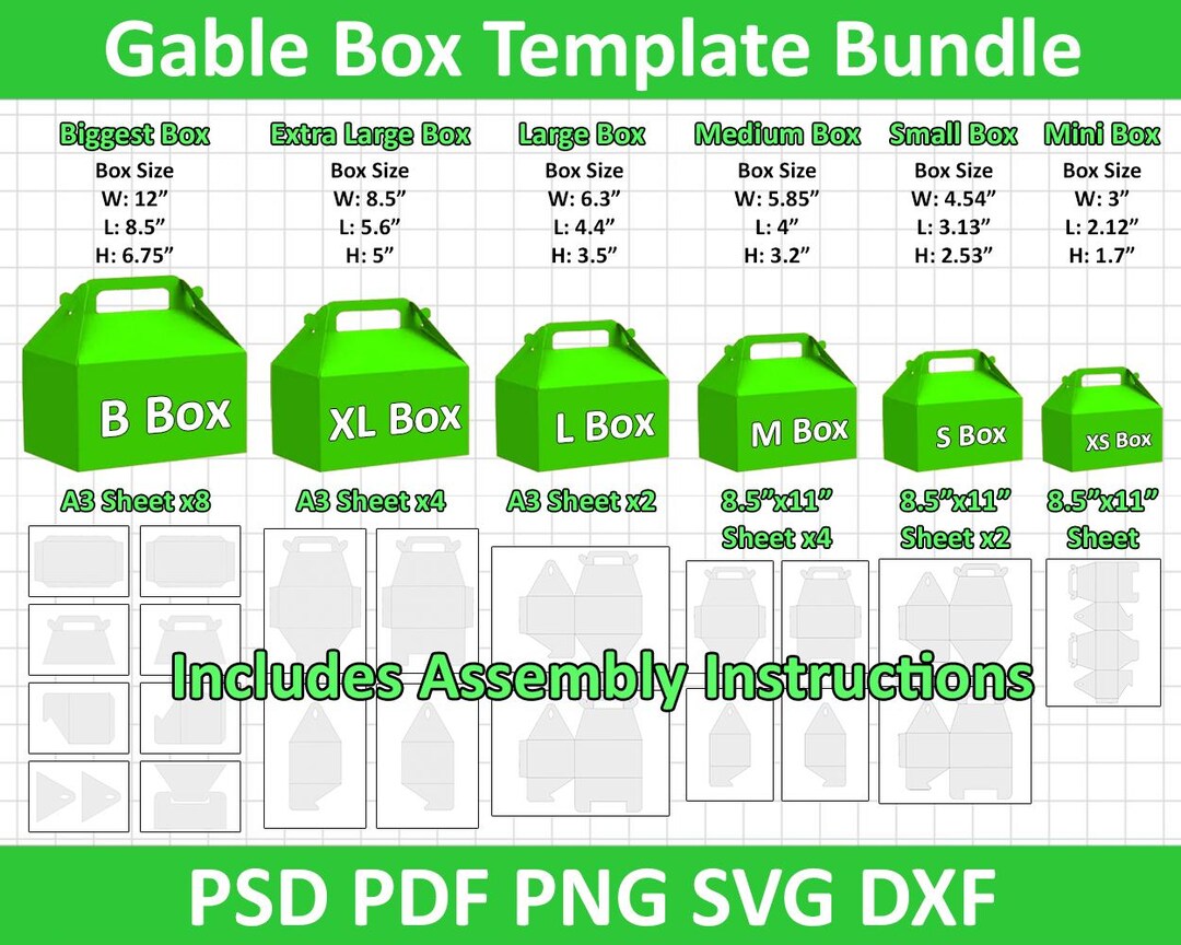 Gable Box Template Bundle SVG, Box Svg, Gable Box Svg, Box Templates ...