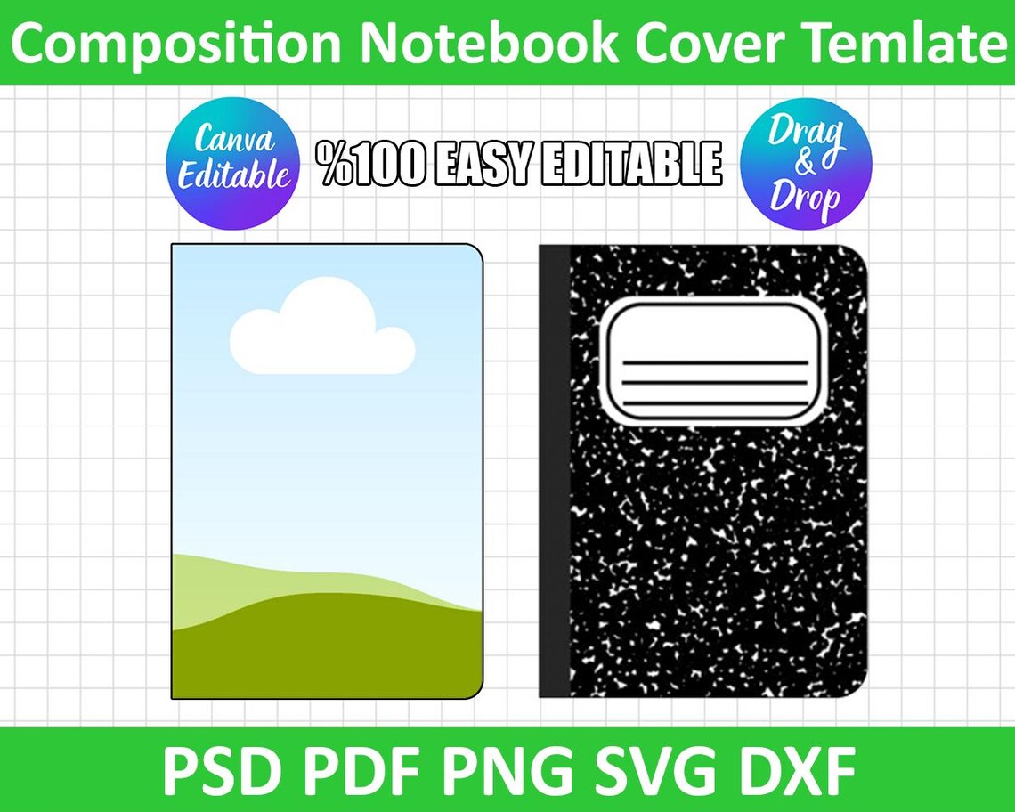 Composition Notebook Cover Template, Composition Book Fully Editable ...