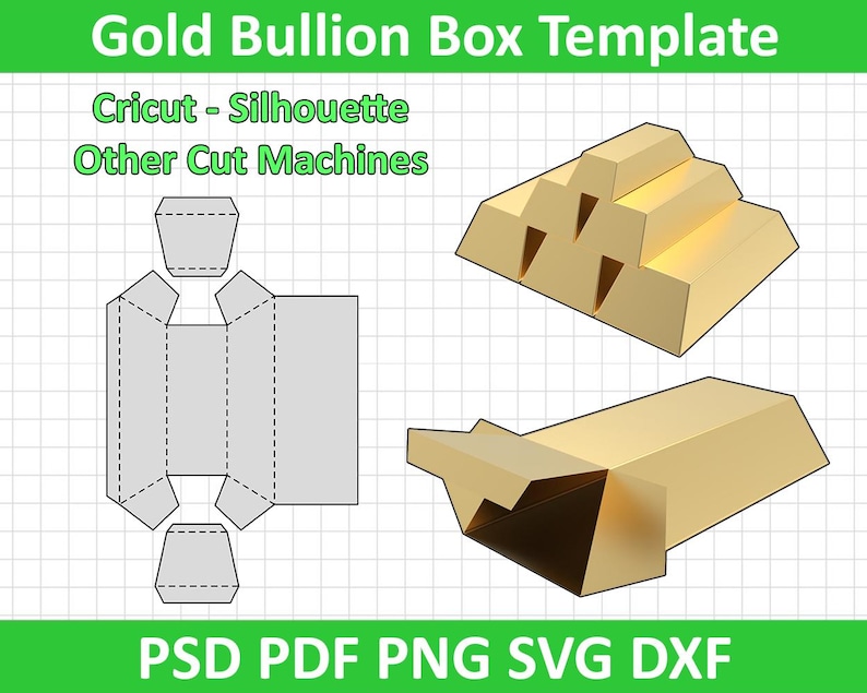 Gold Box Template, Gold Box Svg, Gift Box Svg, Silhouette Box, Svg for ...