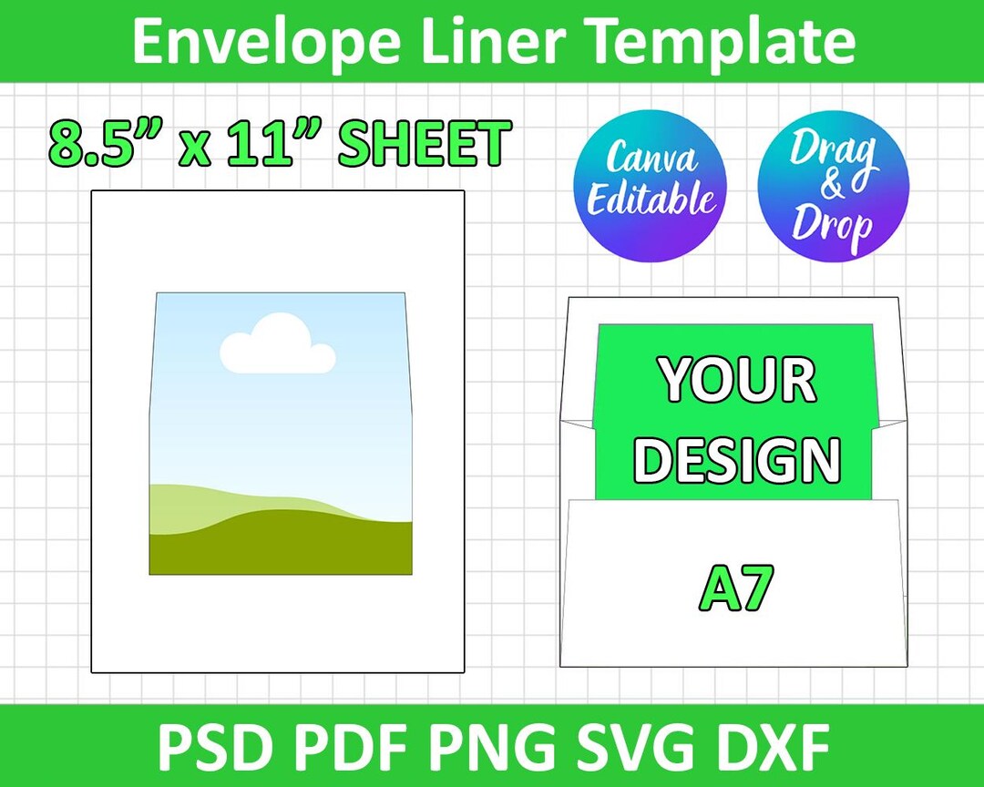 A7 Envelope Liner Template SVG, PSD, PNG, Dxf, Silhouette, Cricut ...