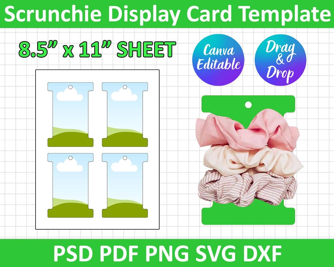 Scrunchie Display Card Template SVG, Canva Editable, DXF, Png, Psd ...