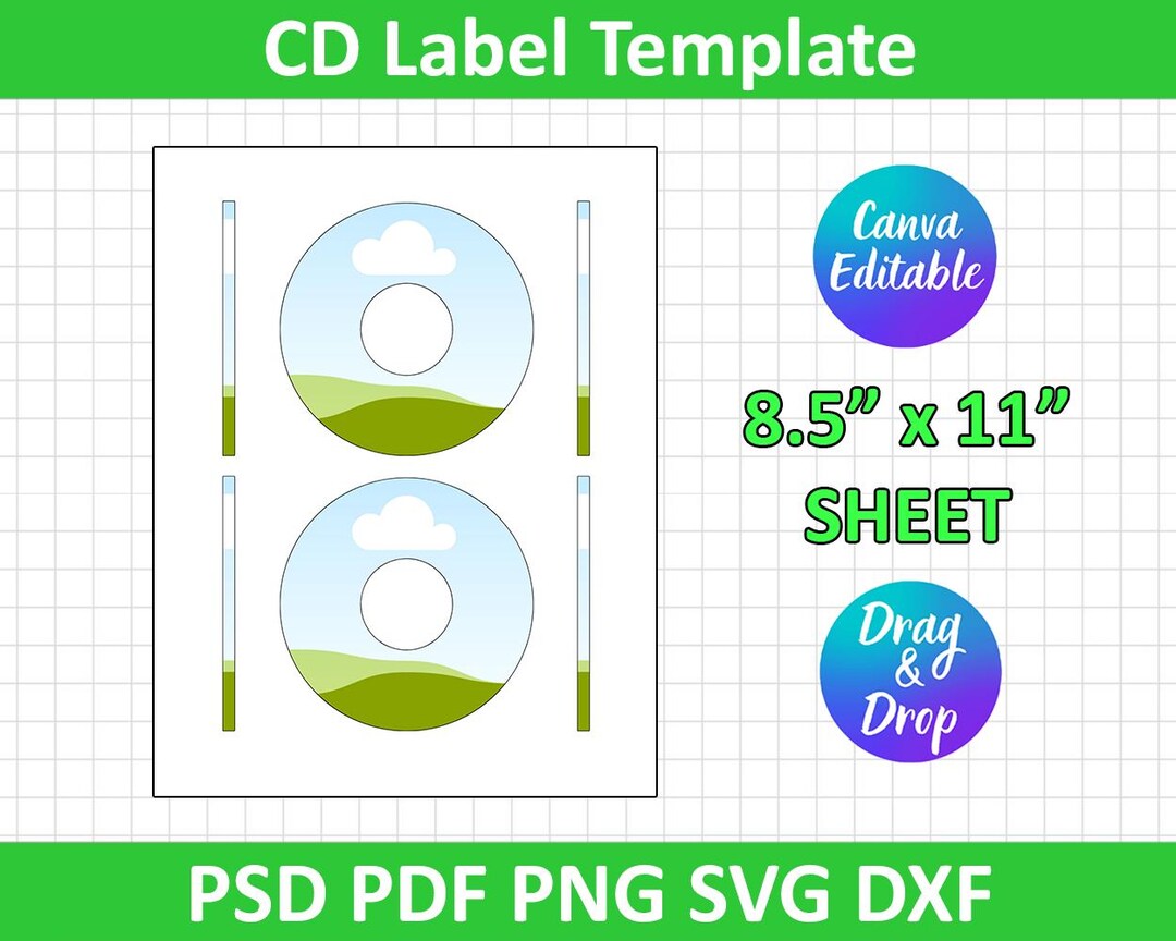 CD Label Template SVG, CD Label, Psd, Png, Dxf, Cricut, Silhouette ...
