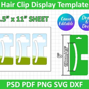 Hair Claw Clip Display Card Template, Hair Claw Clip Holder Template ...