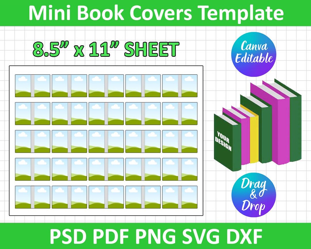 Mini Book Covers Template, Miniature Books for Decor, Tiny Book DIY ...