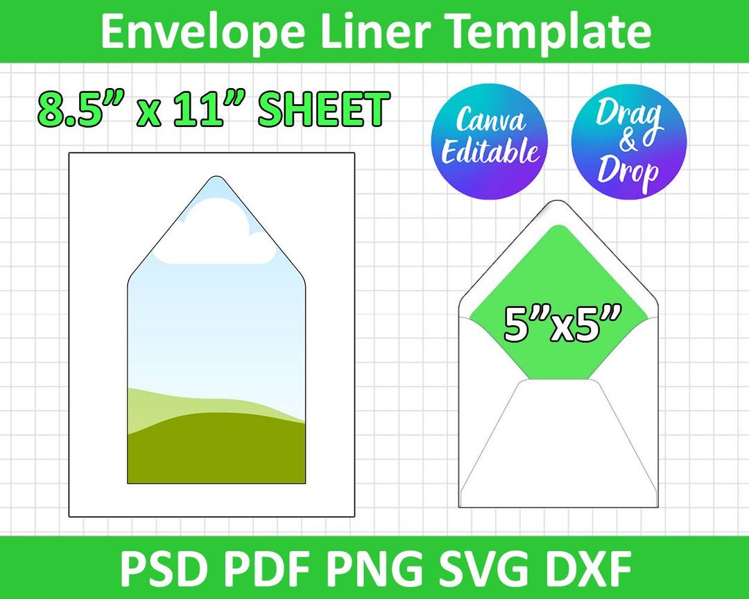 5x5 Envelope Liner Template SVG, Envelope Liner Template, PSD, PNG, Dxf ...
