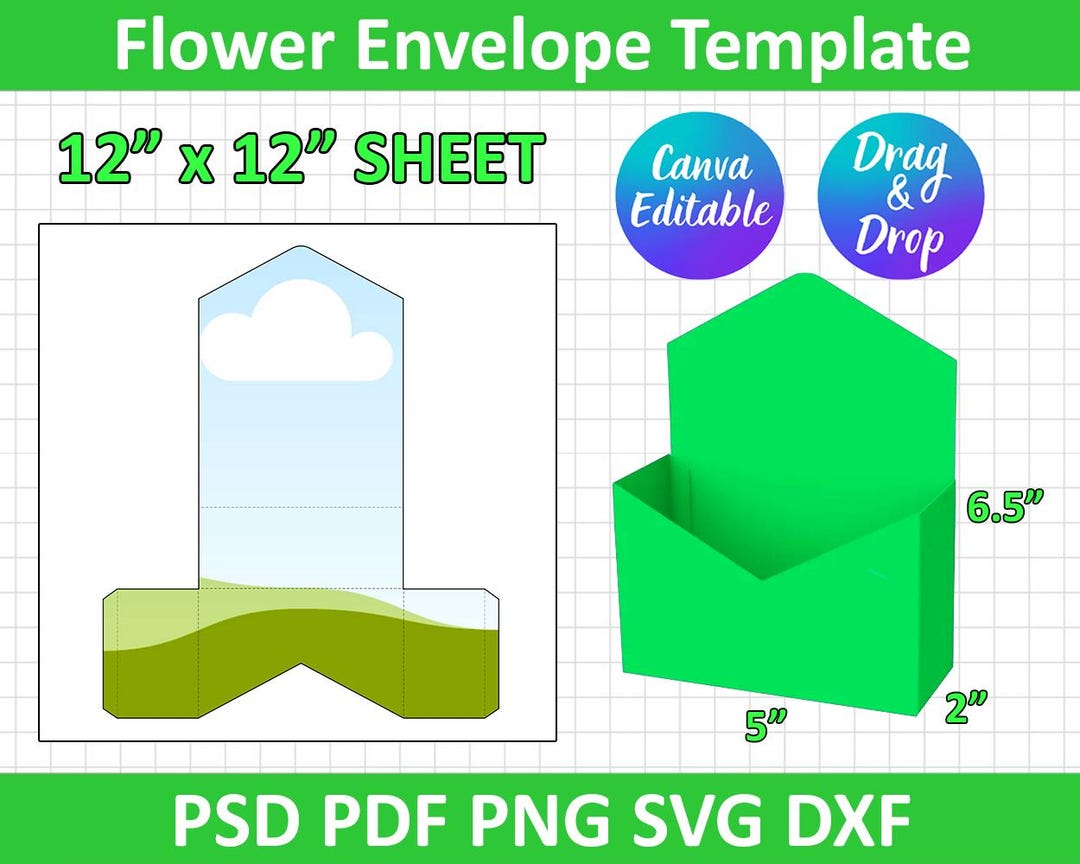 Flower Envelope Template SVG, Flower Envelope Box Template, Blank ...