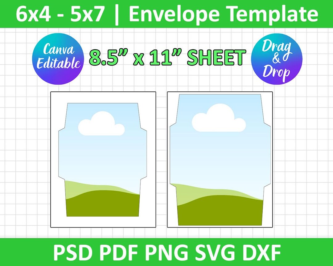For 6"x 4", 5"x7" Card Envelope Template, A7 Envelope, PSD, PNG, SVG ...