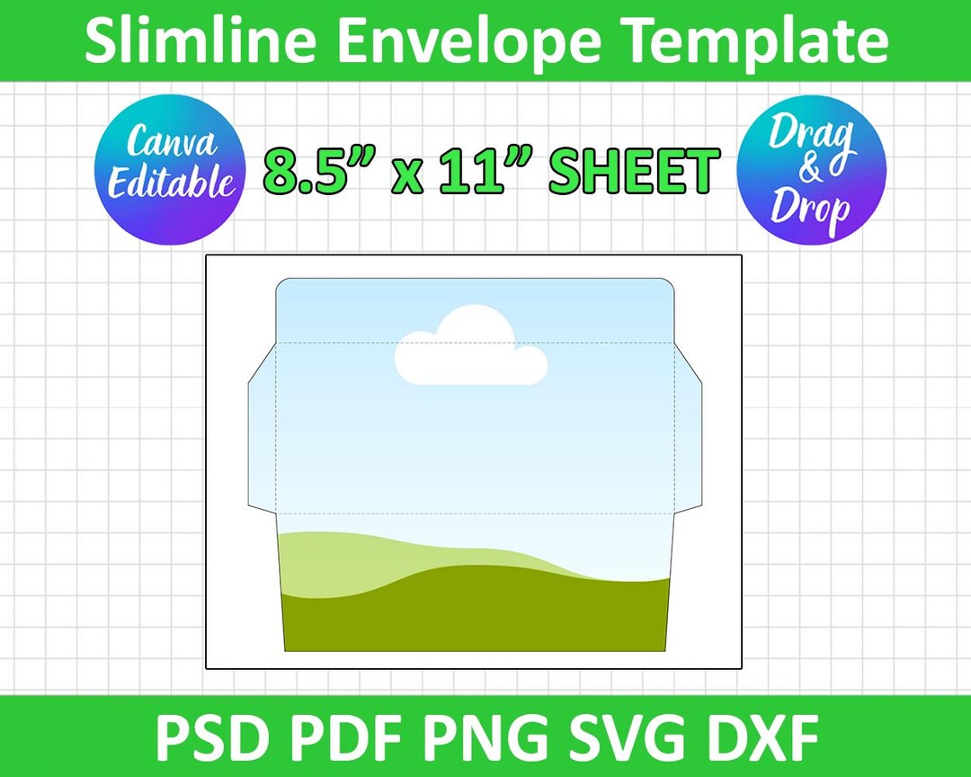 Slimline Envelope Template, Slimline Envelope SVG, PSD, PNG, Dxf ...