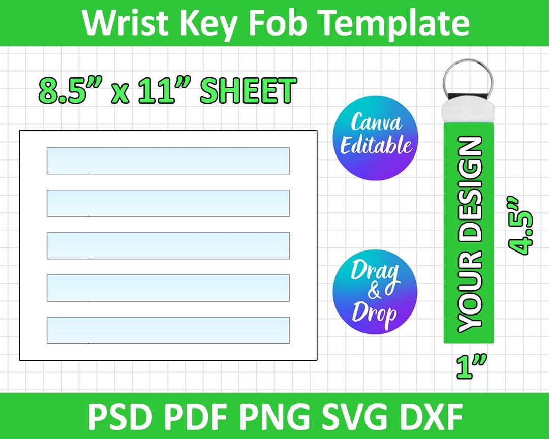 1 Inch Width Wrist Key Fob Chain, Key Fob Chain Template SVG, Dxf, Png ...