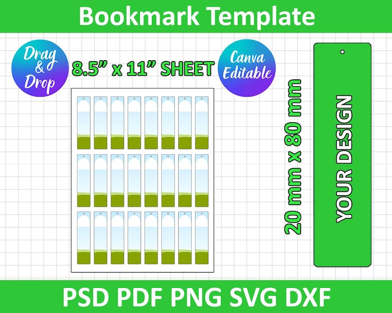 Bookmark Template, Bookmark Template SVG, DXF, Png, PSD, Silhouette ...