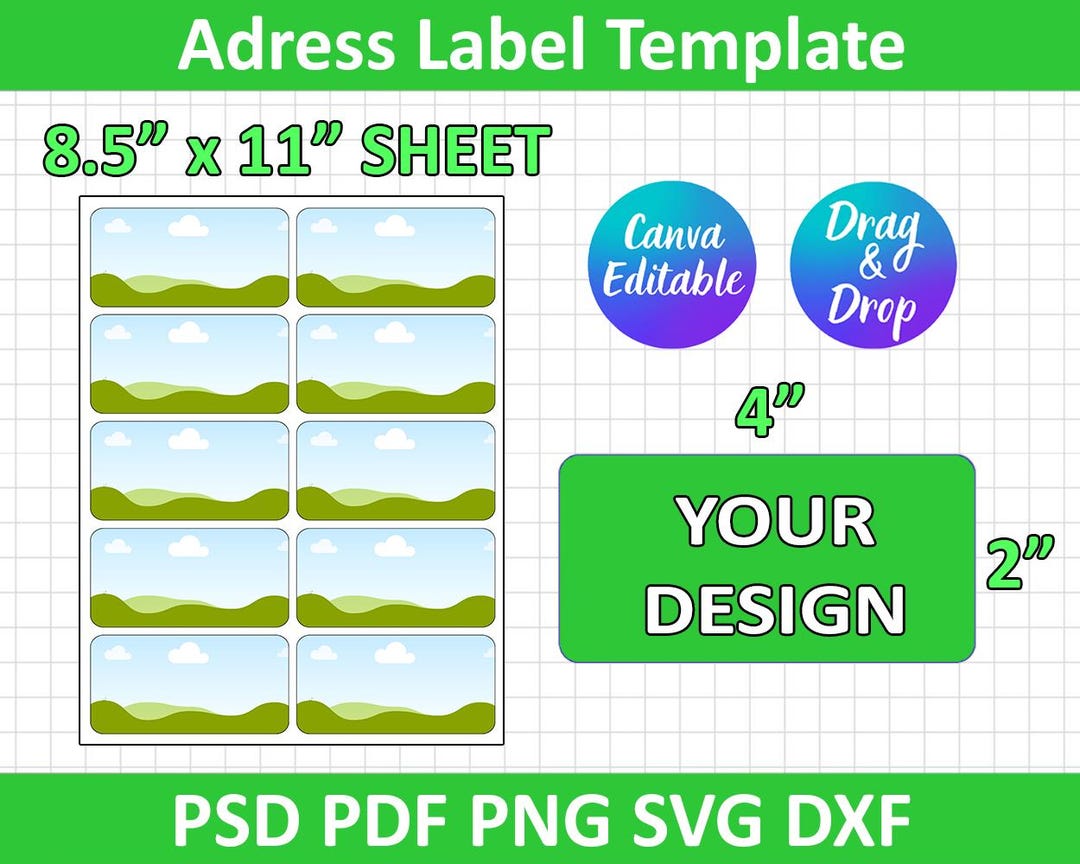 Address Labels, Standard Address Template, SVG, DXF, Png, PSD ...