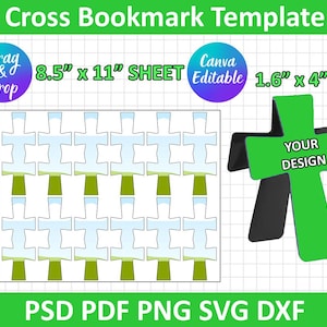 Cross Magnetic Bookmark Template, Bookmark Template SVG, DXF, Png, PSD ...