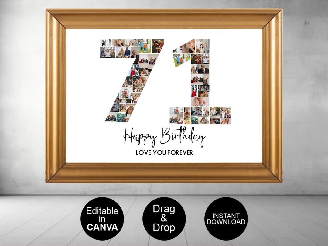 71st Birthday Photo Collage Template, Number 71 Collage, 71st Collage ...
