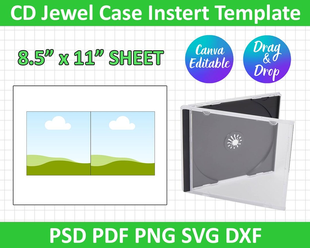 Jewel Case CD Insert Template, Jewel Case Insert, PSD, Png, SVG, Dxf ...