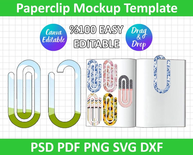 Paperclip Mockup SVG, Canva Paperclip Mockup Design, Creative Gift for ...