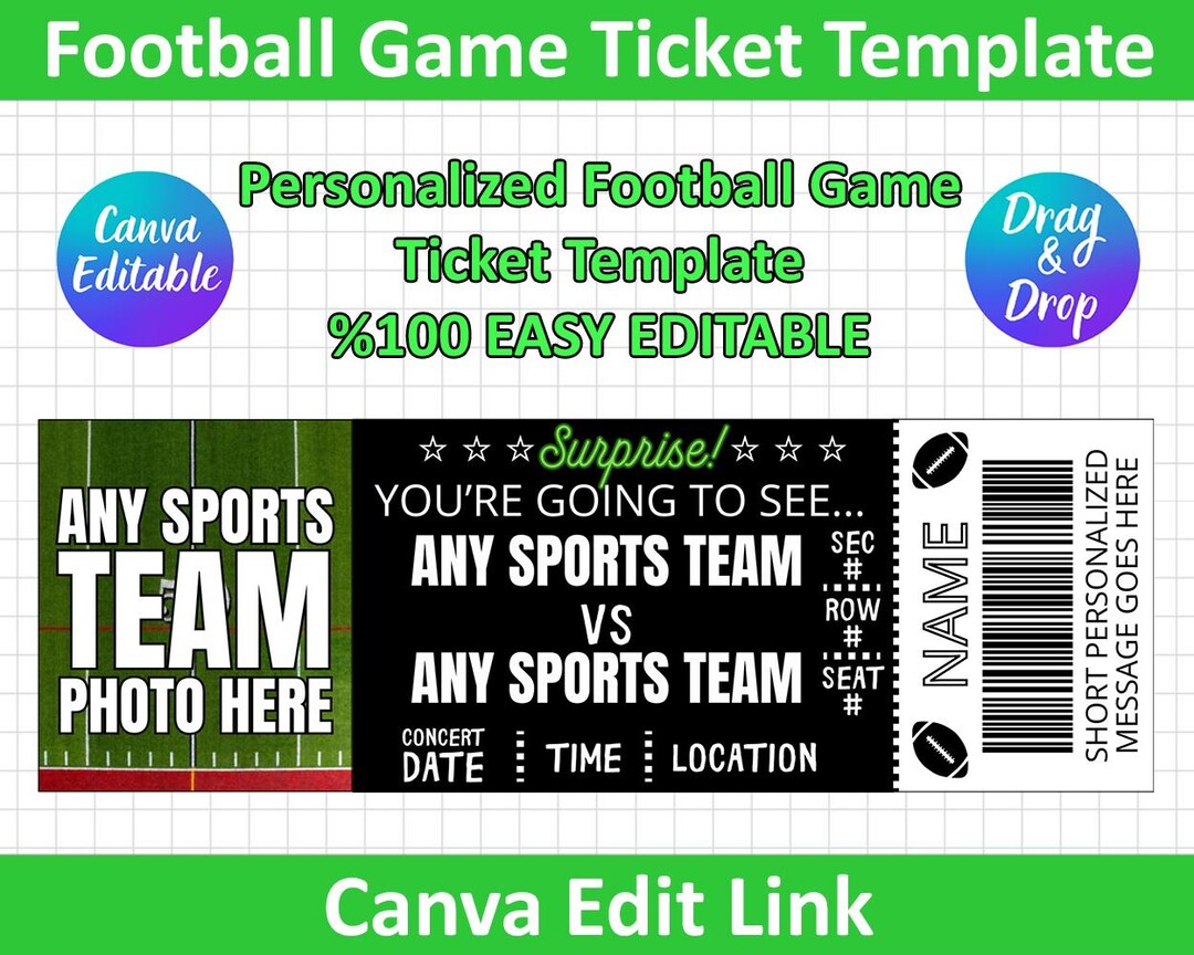 Football Game Ticket Stub Template Gift Souvenir, Way to Gift ...