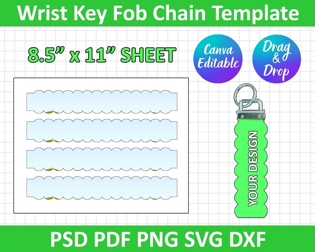 Scalloped Wrist Key Fob Chain, SVG, DXF, Png, Psd, Printable ...