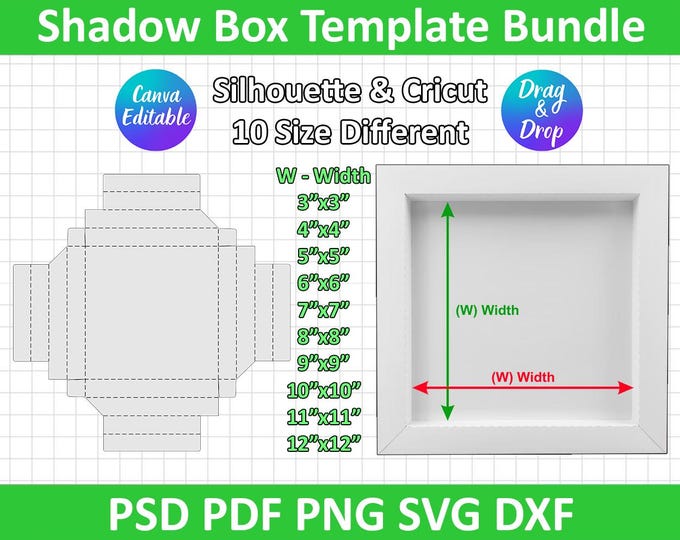 10x10-Zoll-Schattenbox-Rahmen-SVG-Vorlage - DIY-Kartonrahmen SVG ...