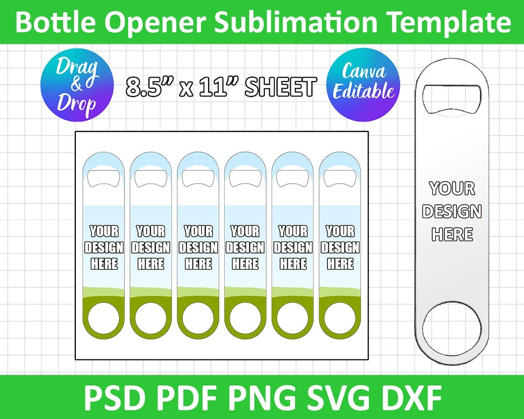 Bottle Opener Template SVG PNG, Stainless Steel Bottle Opener, Beer Bottle Opener Sublimation ...