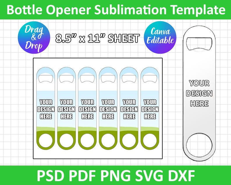 Bottle Opener Template SVG PNG, Stainless Steel Bottle Opener, Beer Bottle Opener Sublimation ...