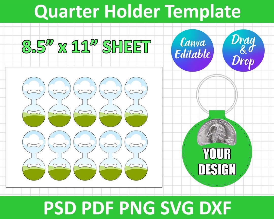 Coin Holder, Quarter Holder Template, SVG, DXF, Png, Pdf, Printable ...