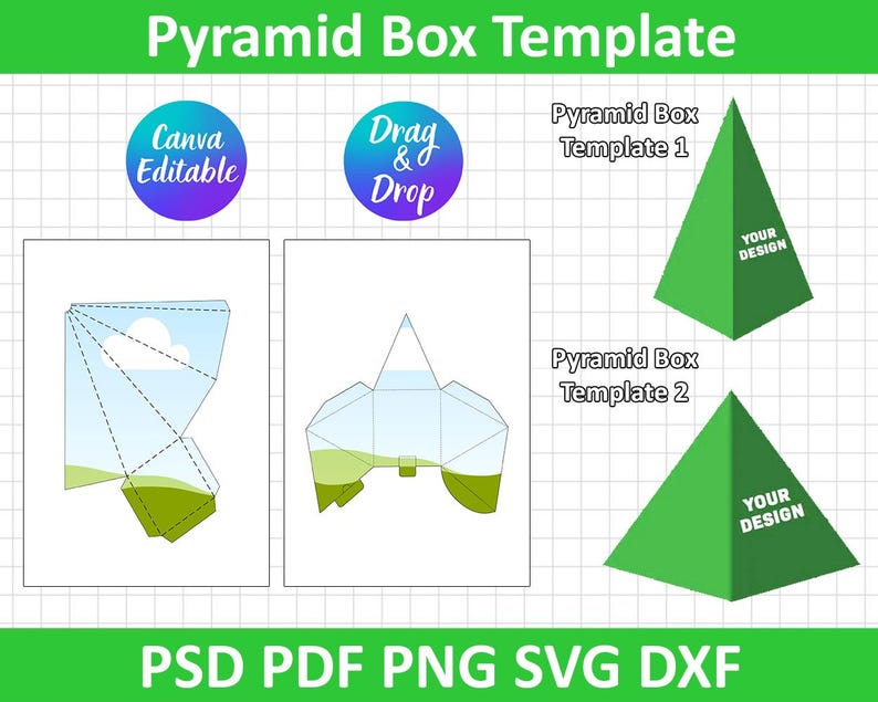 Pyramid Box Template SVG, Pyramid Box Svg, 3D Pyramid Svg, Box Template ...