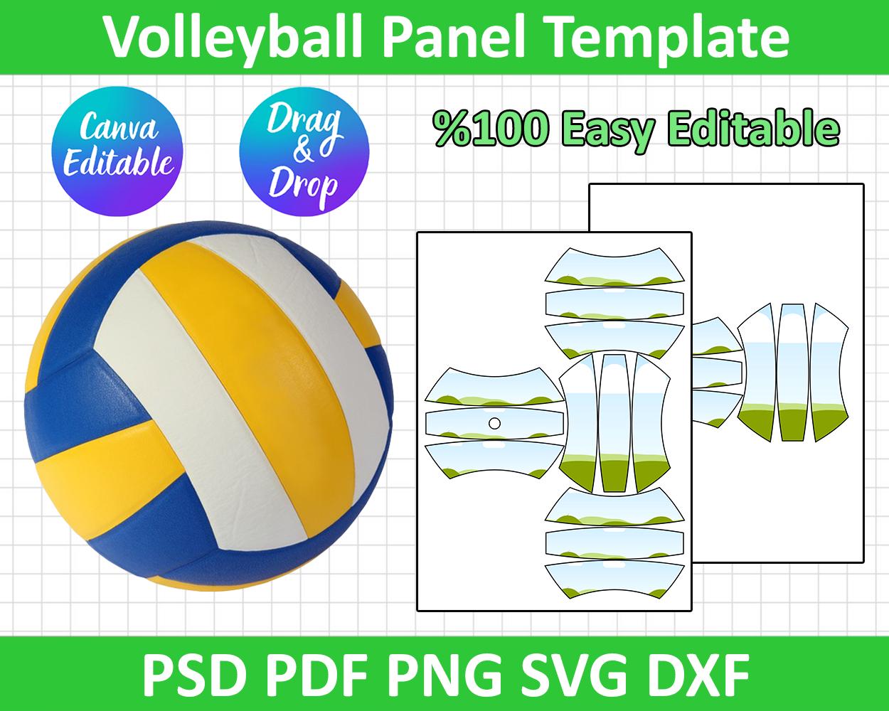 Volleyball Panel BLANK Template SVG, Custom Volleyball Ball Wrap, DIY ...