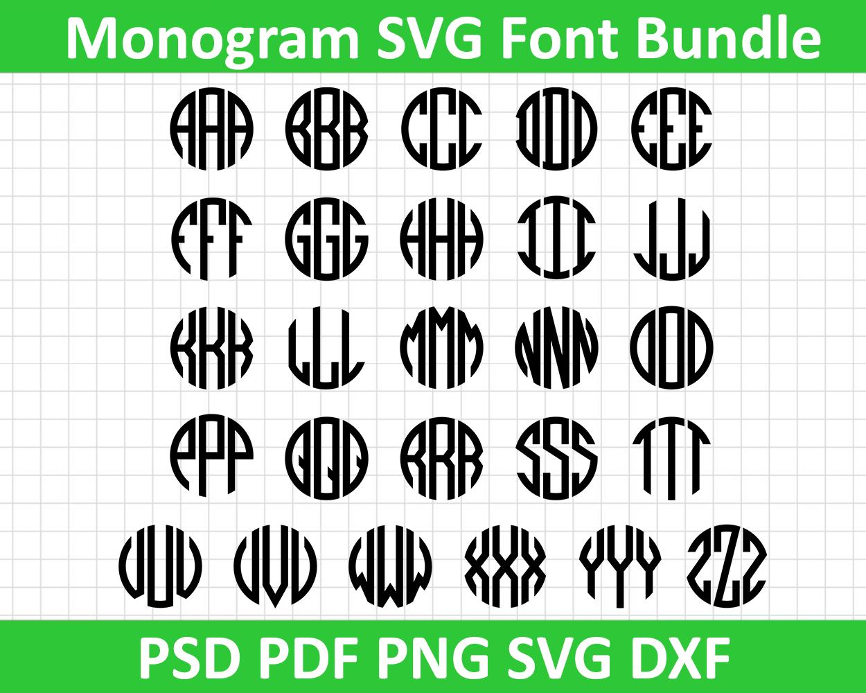 Monogram Font Bundle SVG, Monogram Alphabets, Monogram Fonts Design ...