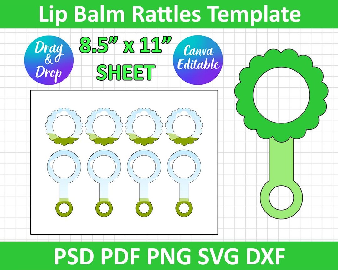 Rattles Lip Balm Holder Template SVG, Baby Pacifier Lip Balm Holder ...