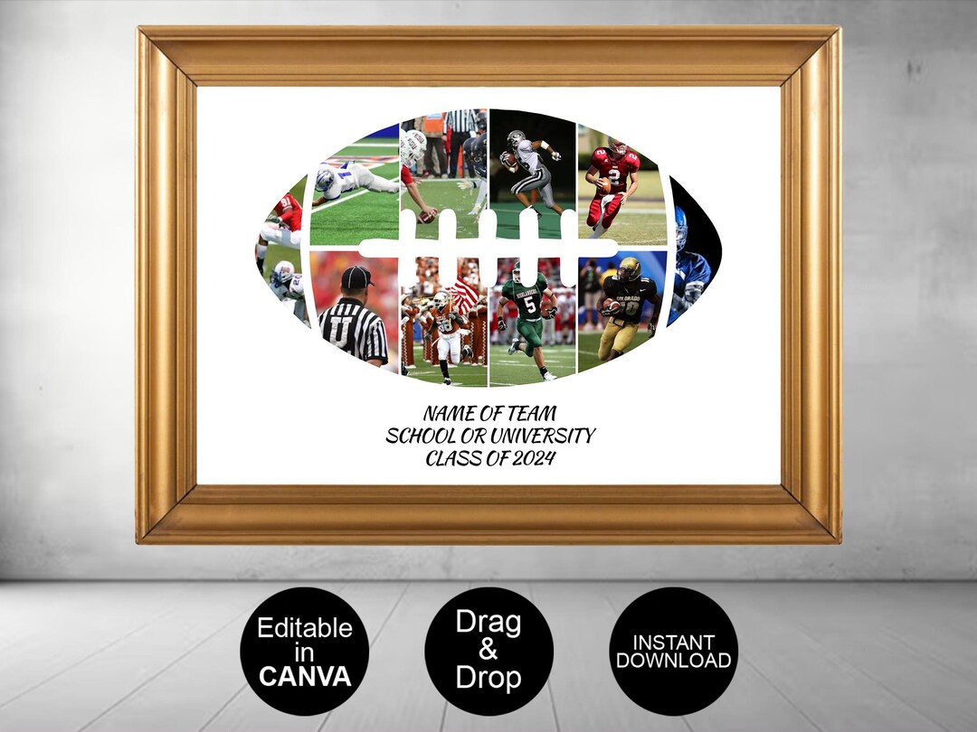 American Football Photo Collage, Game Day Photo Template, Sport Fan ...