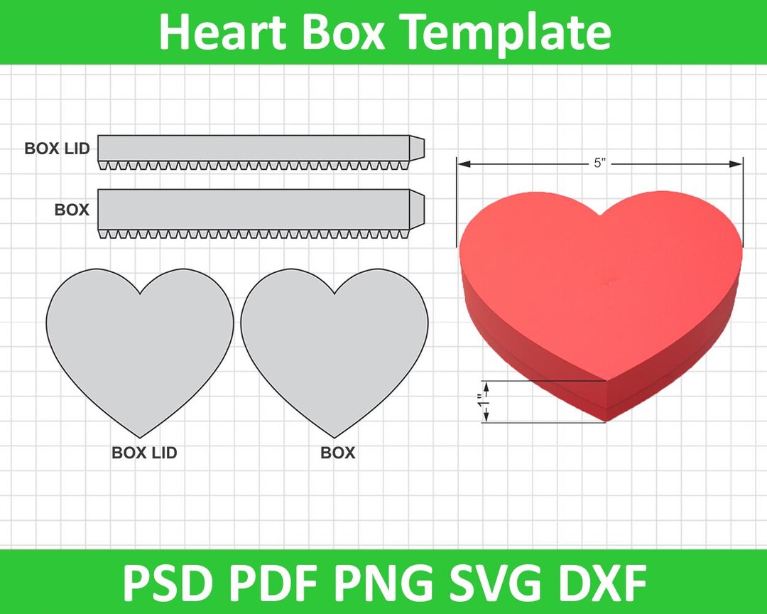 Heart Box Svg, Heart Box Template, Heart Box Die Cut, Box Svg, Party ...