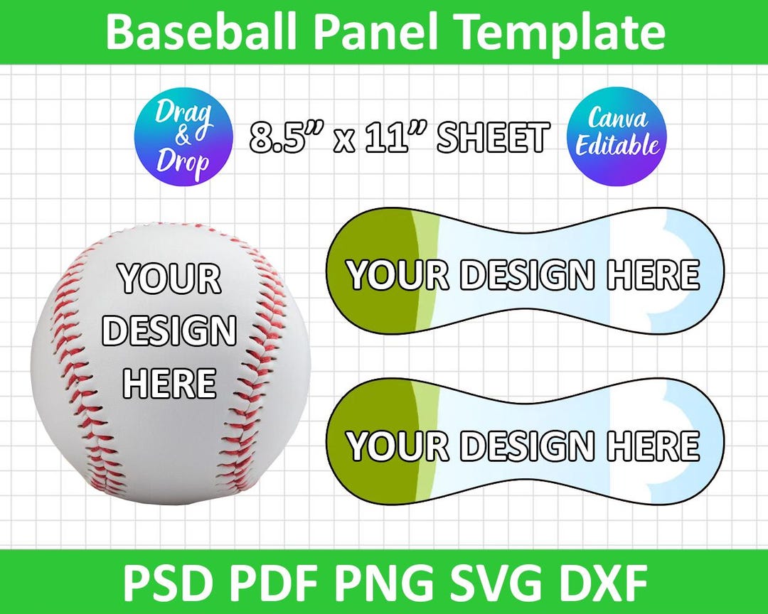 Baseball Panel Template SVG, Canva Editable, Custom Ball Wrap, Cut ...