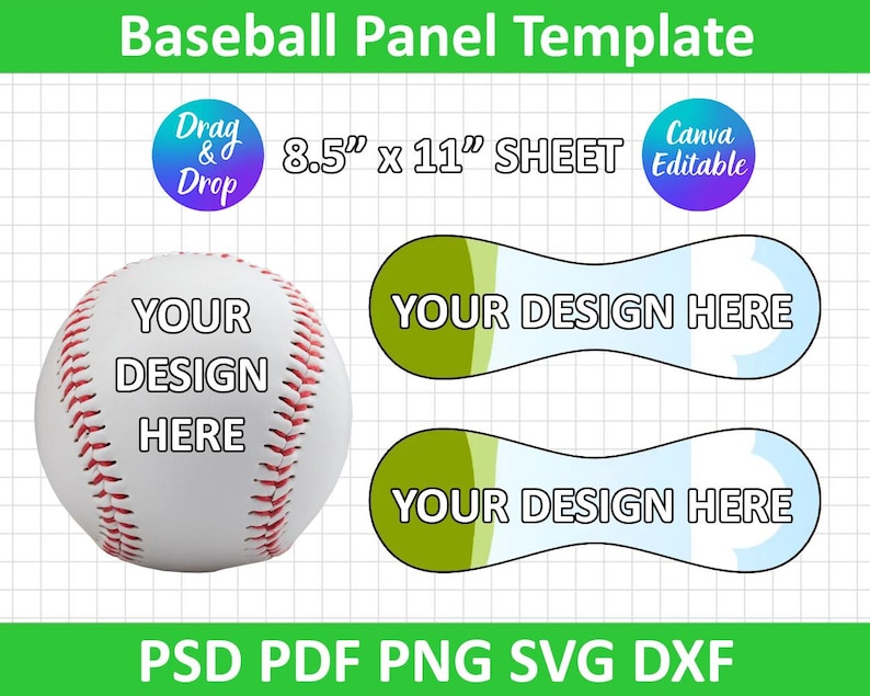 Baseball Panel Template SVG, Canva Editable, Custom Ball Wrap, Cut ...
