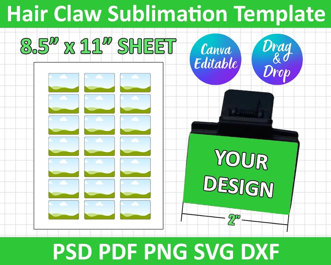 Hair Claw Clip Sublimation Template SVG, Hair Clip Sublimation Template ...