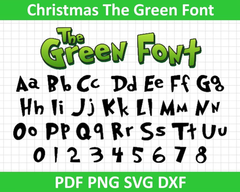 The Green Font SVG, Christmas Holiday Fonts, Green Character Font ...
