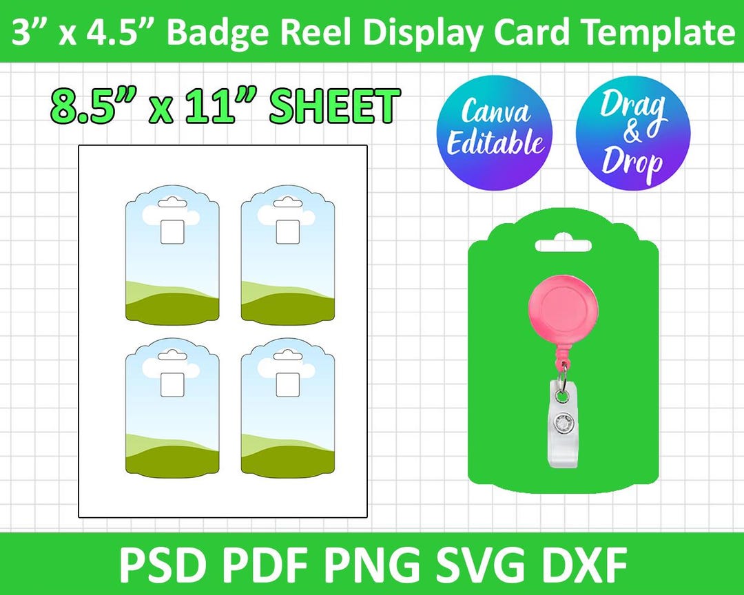 3"x4.5" Badge Reel Card, Badge Reel Display Card, Badge Reel Card ...