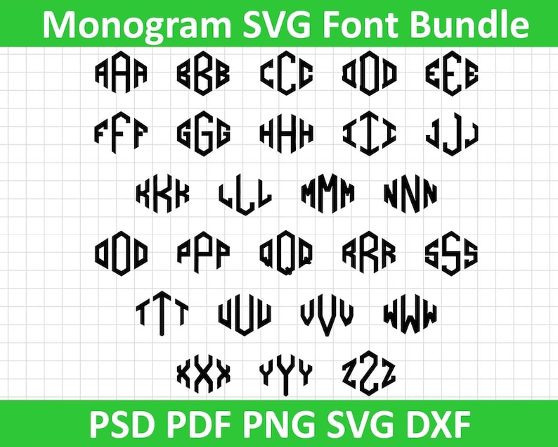Monogram Font Bundle SVG, Monogram Alphabets, Monogram Fonts Design ...