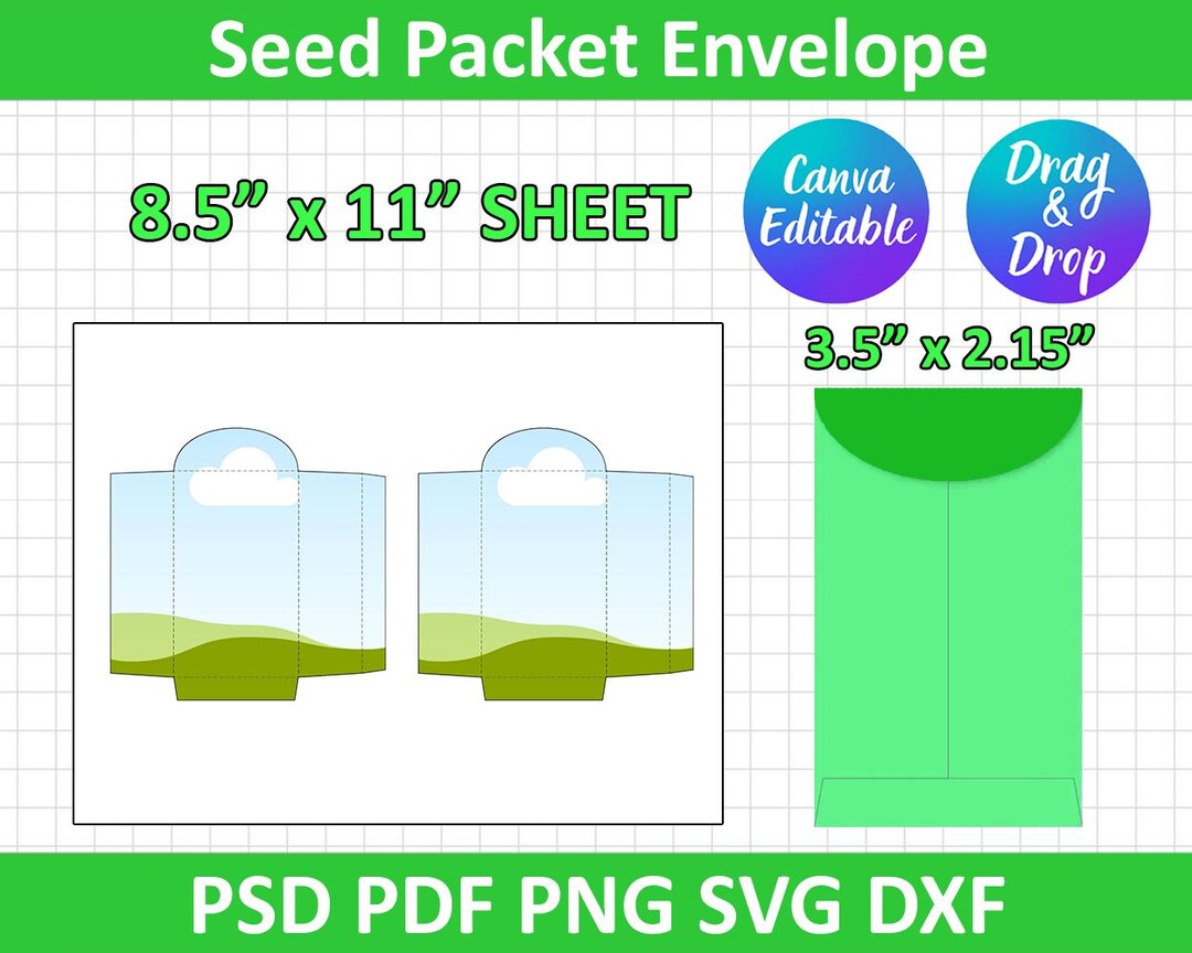 Fancy Seed Packet Template, PSD, PNG, SVG, Dxf, Cricut, Silhouette ...