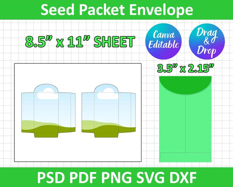 Fancy Seed Packet Template, PSD, PNG, SVG, Dxf, Silhouette, Cricut ...