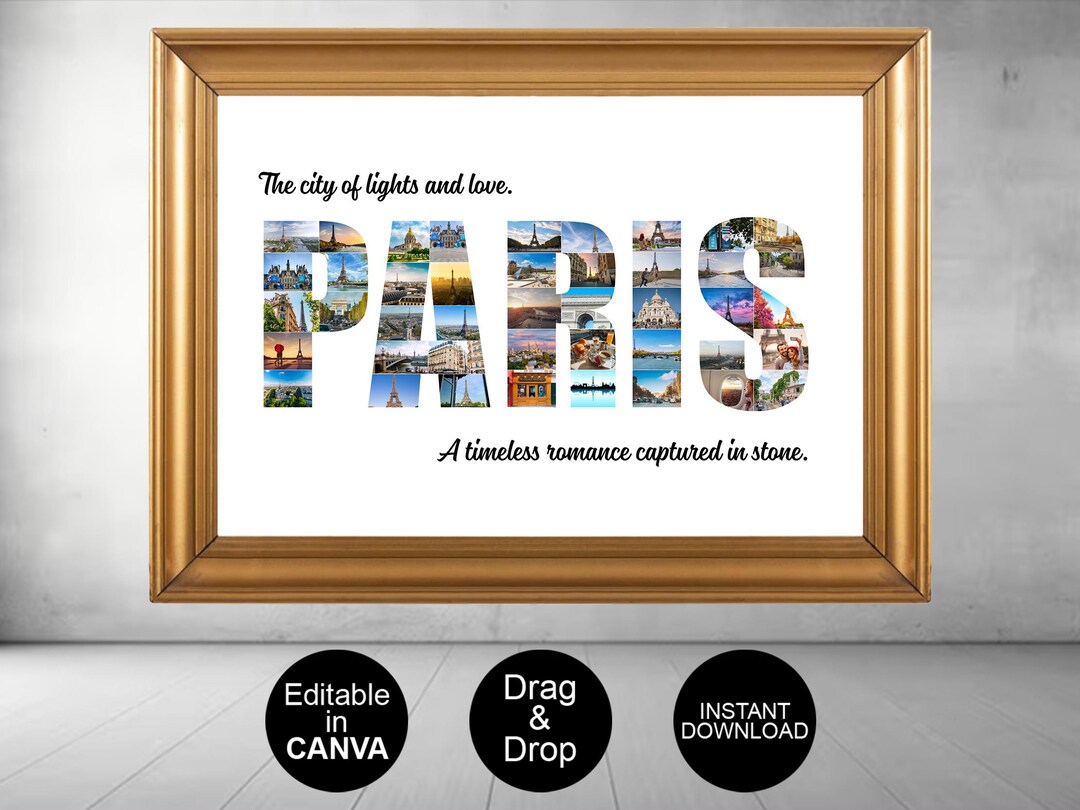 Paris Photo Collage Gift, Paris Wall Art Print Poster, Apartment Art ...
