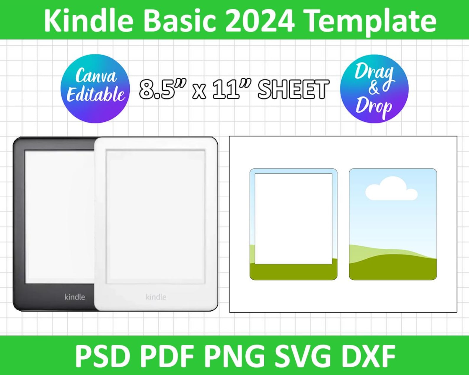Kindle Basic 2024 Template, Kindle Basic Skin Template, Clear Case ...