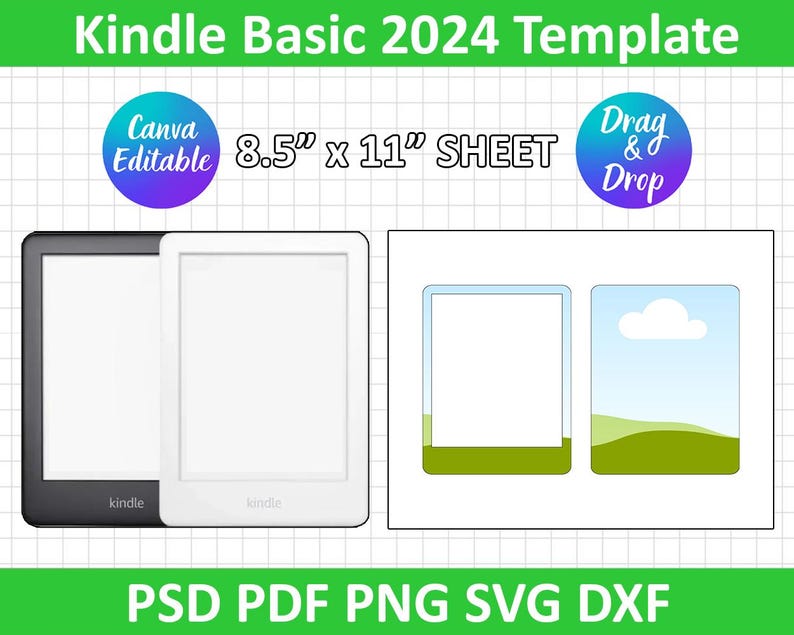 Kindle Basic 2024 Template, Kindle Basic Skin Template, Clear Case ...