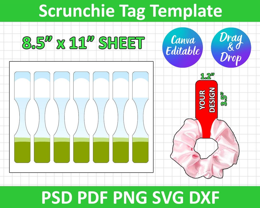 Scrunchie Tag Template, Scrunchie Holder Template, Scrunchie Label Svg ...