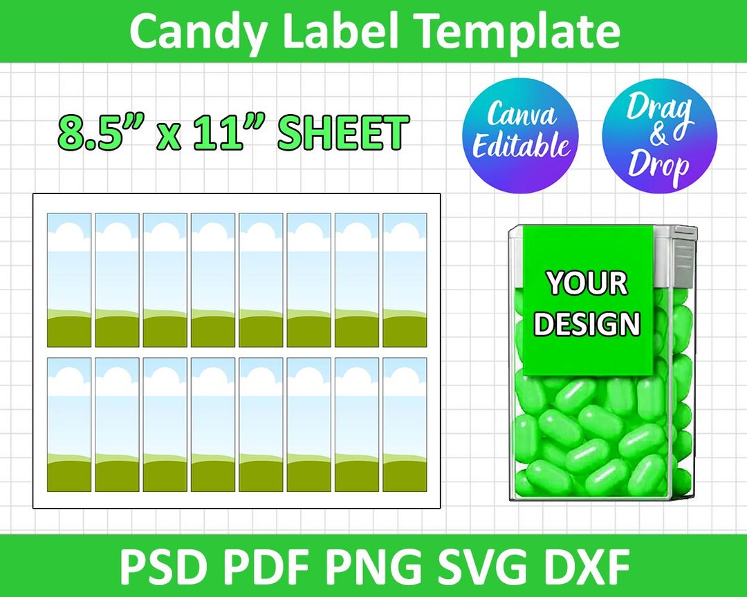 Candy Label Template, Wedding Candy Label Template, Gift Tag Template ...