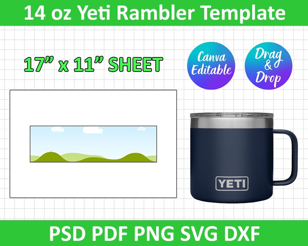 14oz Yeti Rambler Mug Template, Coffee Tumbler, Sublimation Template ...
